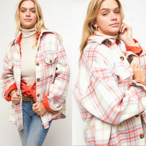 Hurley | Jackets & Coats | Nwt Hurley Plaid Shacket In Beige Sunset ...